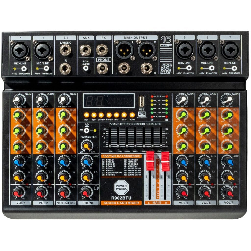 PowerWorks R902BT-USB 8-channel Analogue Mixer - ProAudio