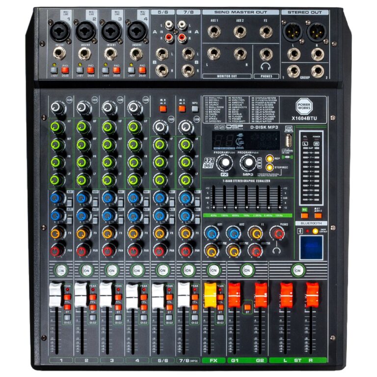 PowerWorks X1604BT-USB 4 Mono/2 Stereo Channel Mixer - ProAudio