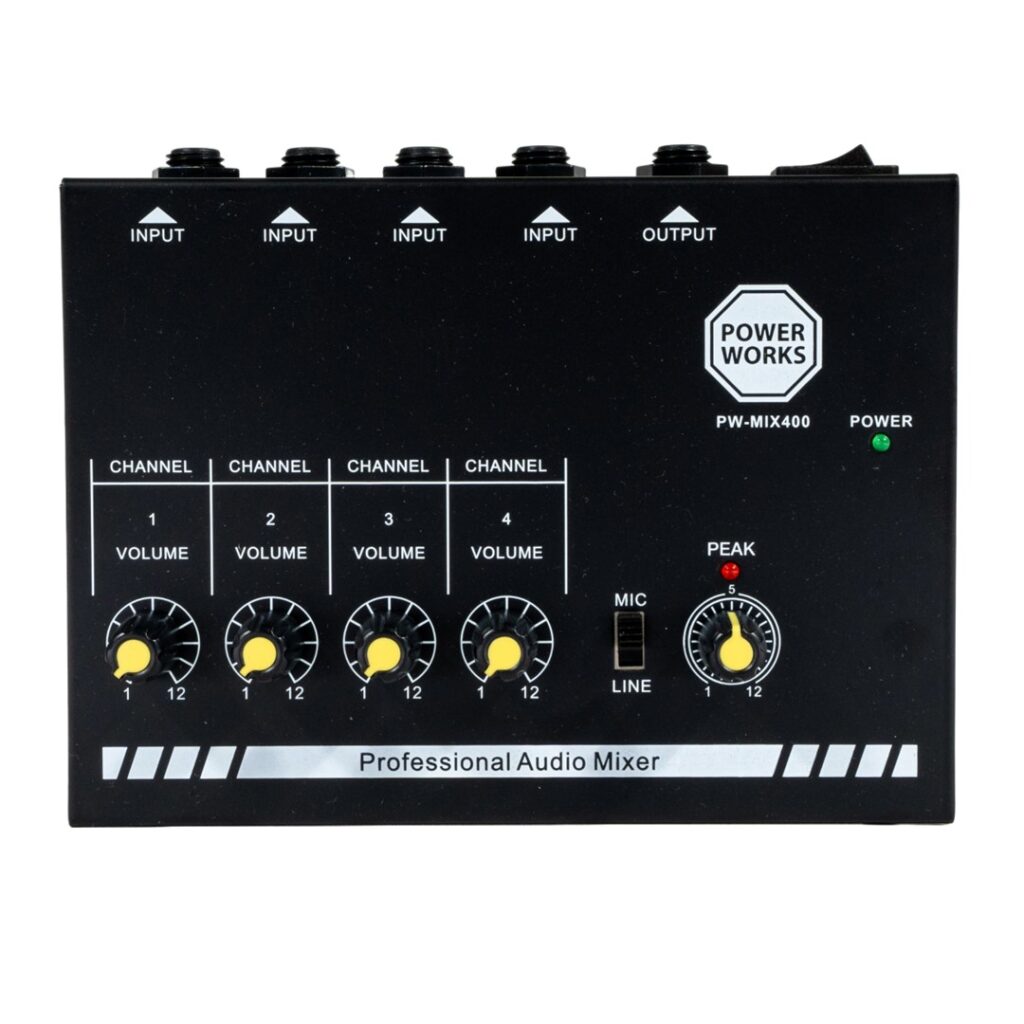 PowerWorks PW-MIX-400 4-channel Mini Audio Mixer - ProAudio