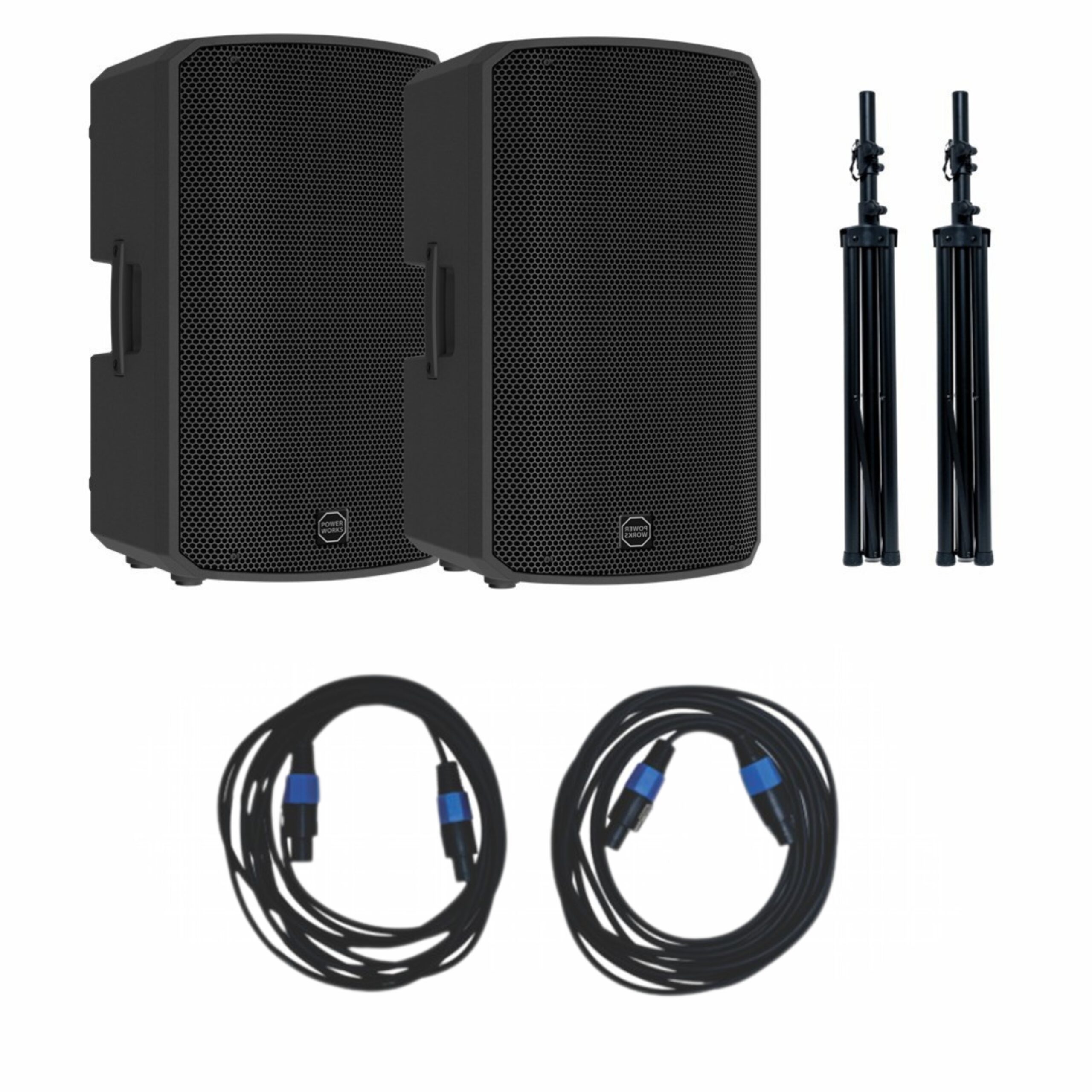 PowerWorks PARTY-PRO DUO 2x15" Active PA System+Stands - ProAudio