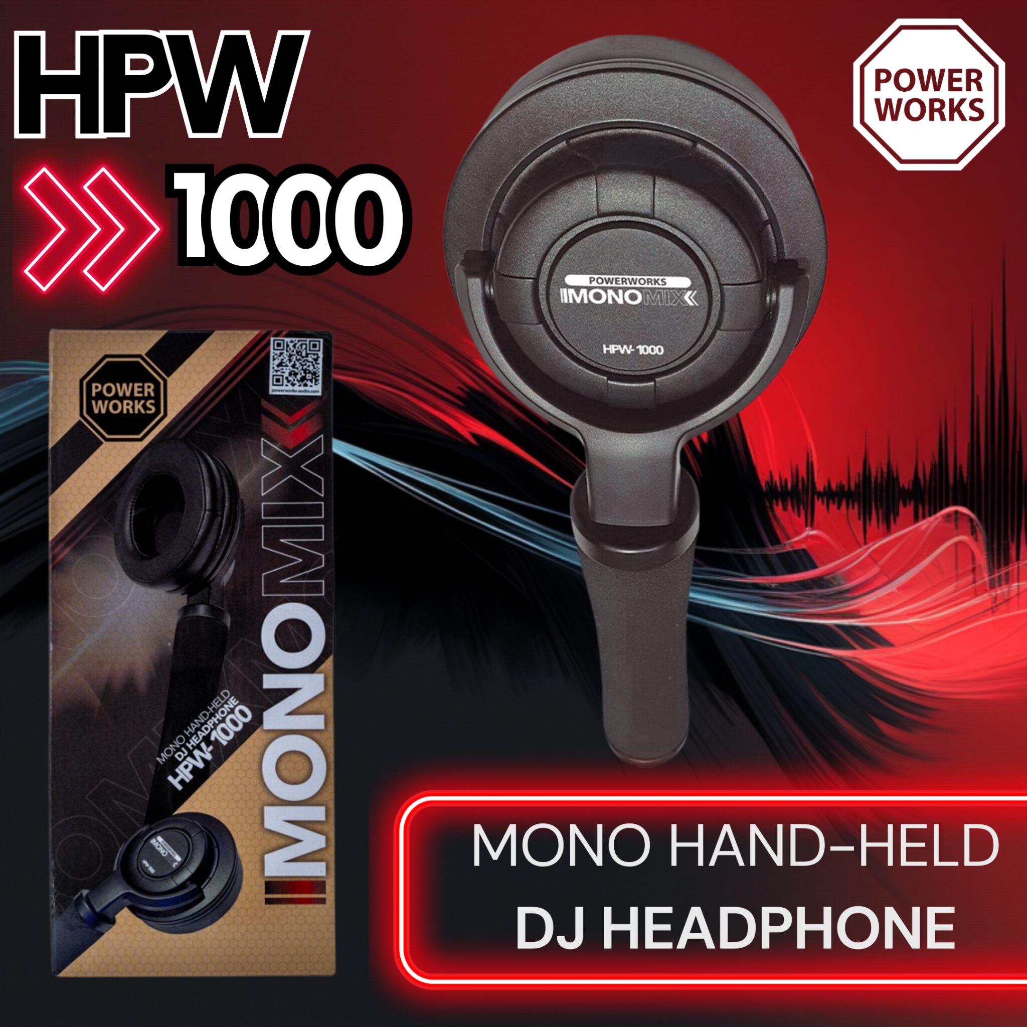 PowerWorks HPW-1000 Mono Hand-Held DJ Headphone for Real-World Mixing ...